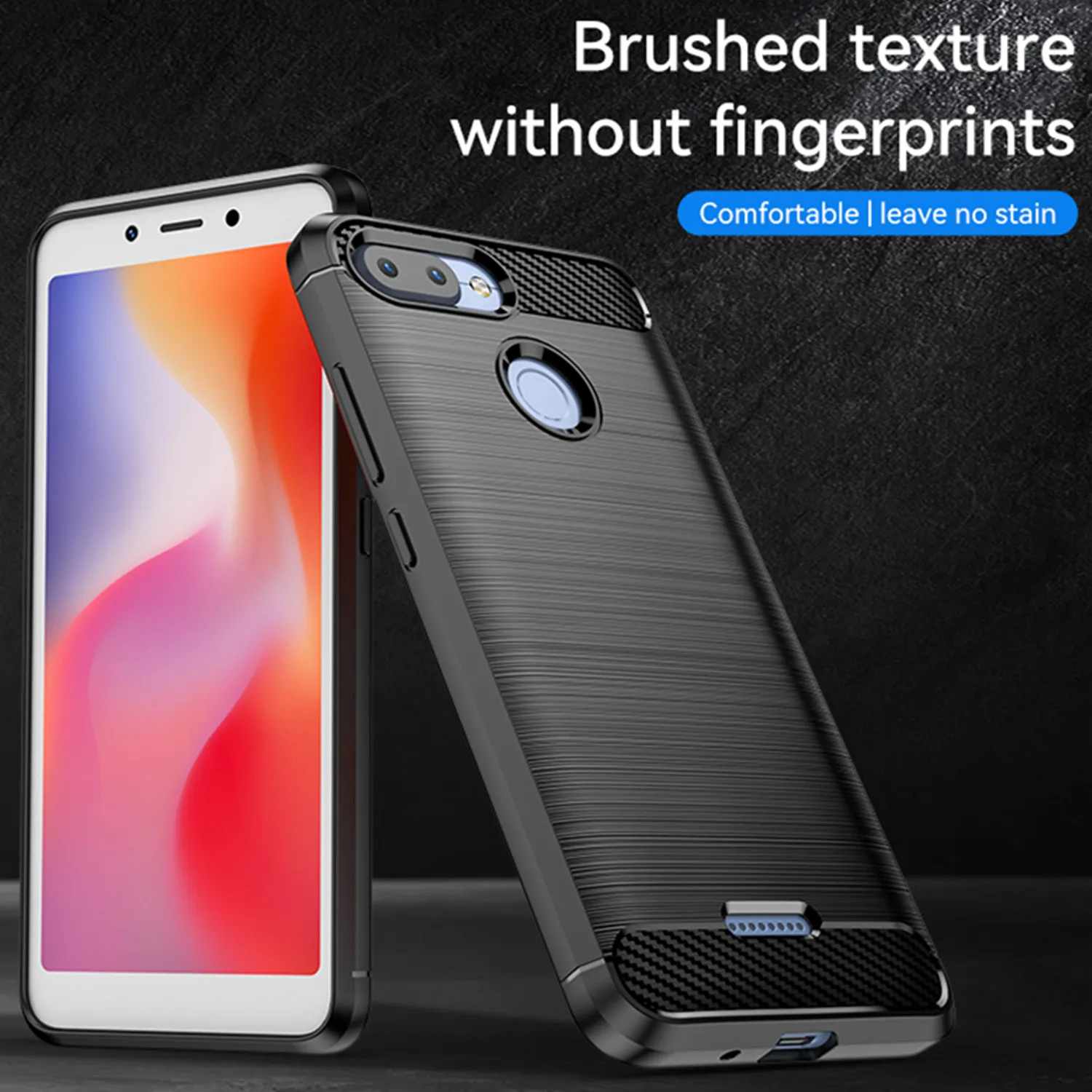 For Xiaomi Redmi 6 redmi6 Silicone Case Luxury Carbon Fiber Cover for ...