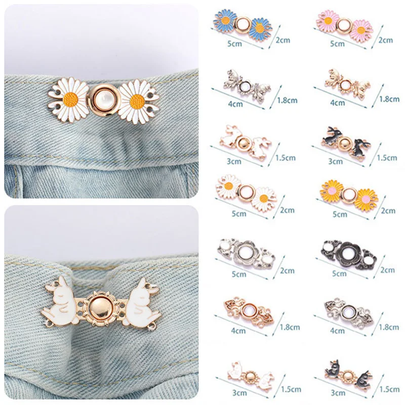 Detachable-Daisy-Flower-Metal-Buttons-Snap-Fastener-waist-Buckle-For ...
