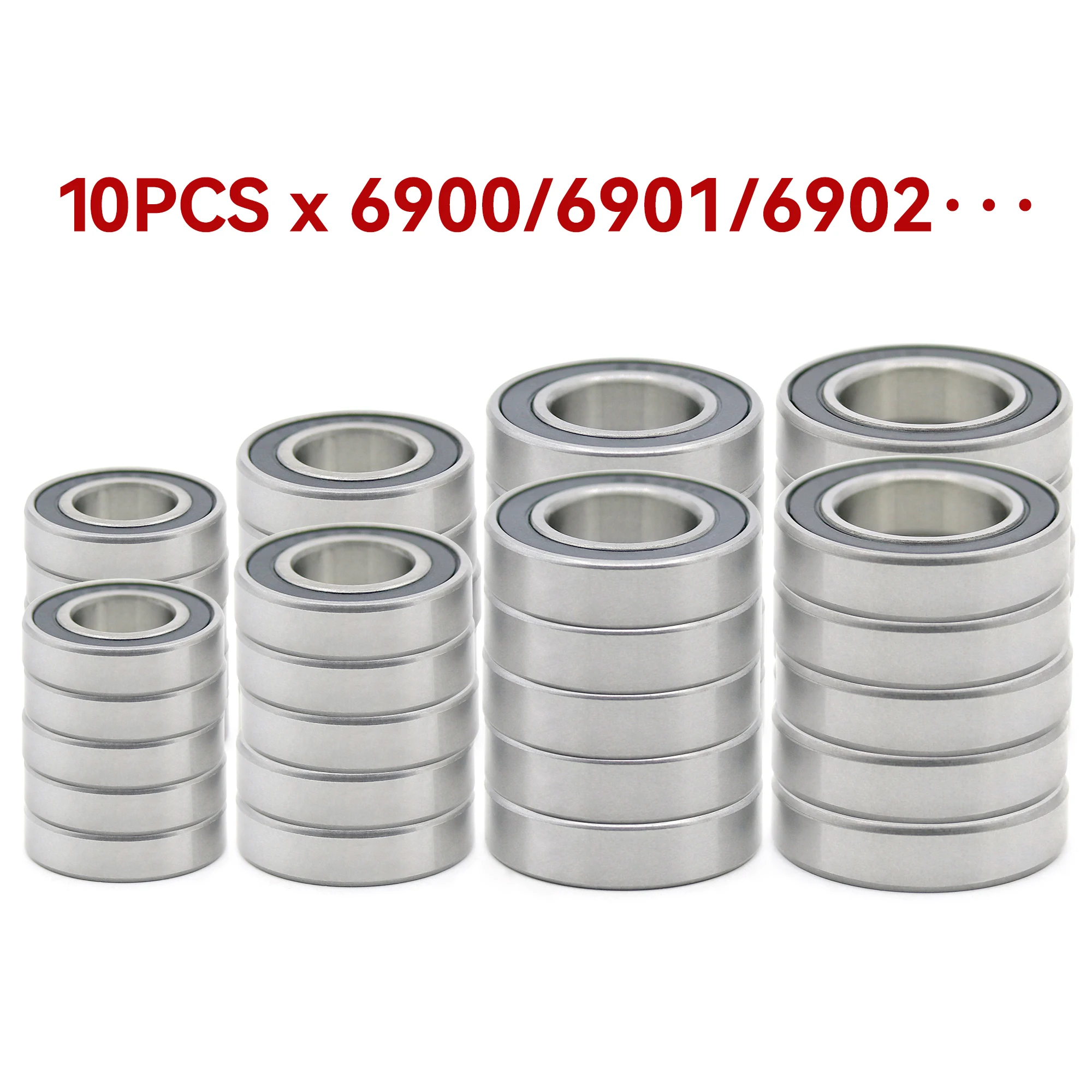 10PCS Deep Groove Ball Bearing 6900 Series 6900-2RS 6901-2RS 6902-2RS ...