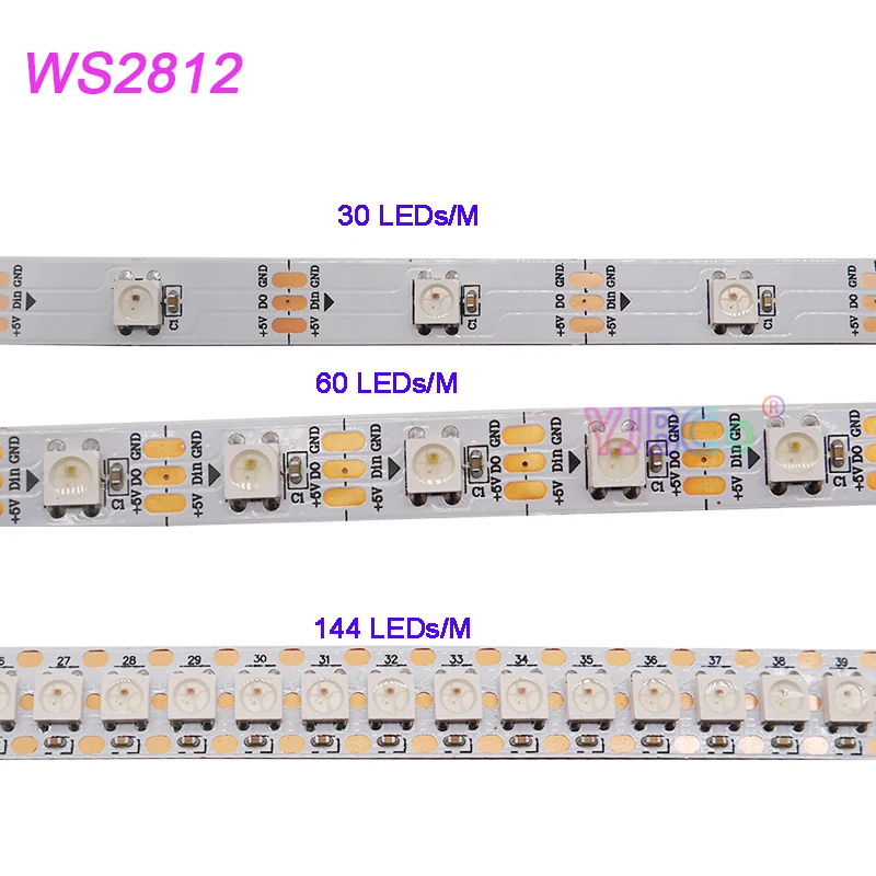 144 Ip67 Ws2812b Led Strip Light | Ws2812b Led Pixel Ws2812 Ic - 1m/2m ...