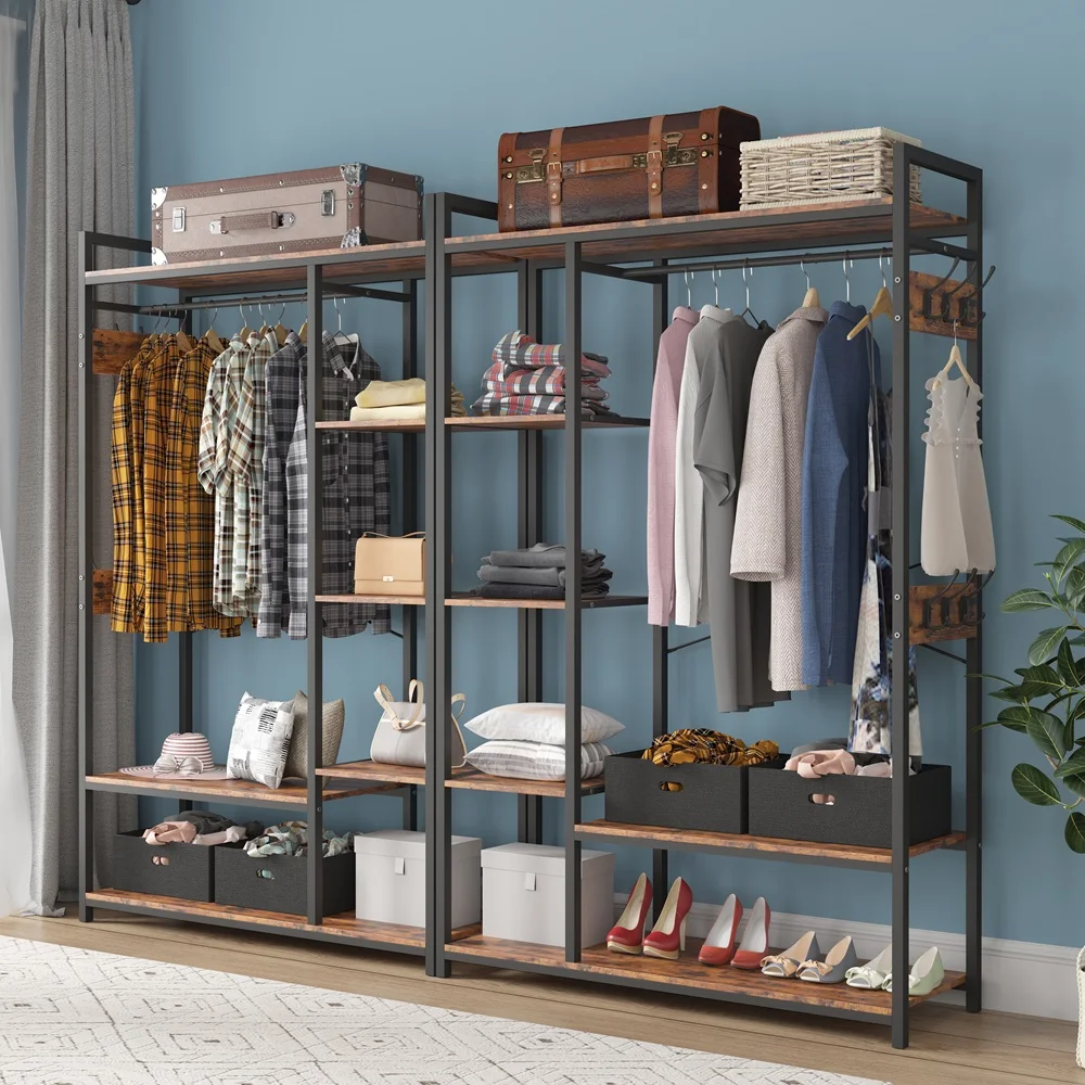Organized-Garment-Rack-with-Storage-Free-Standing-Closet-System-with ...