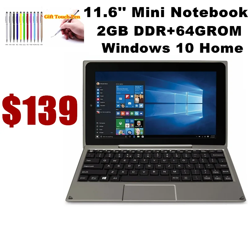 Flash Sale 2gbddr+64gb 11.6'' Windows 10 Home 2in1 Mini Pc Ew11 Tablet ...