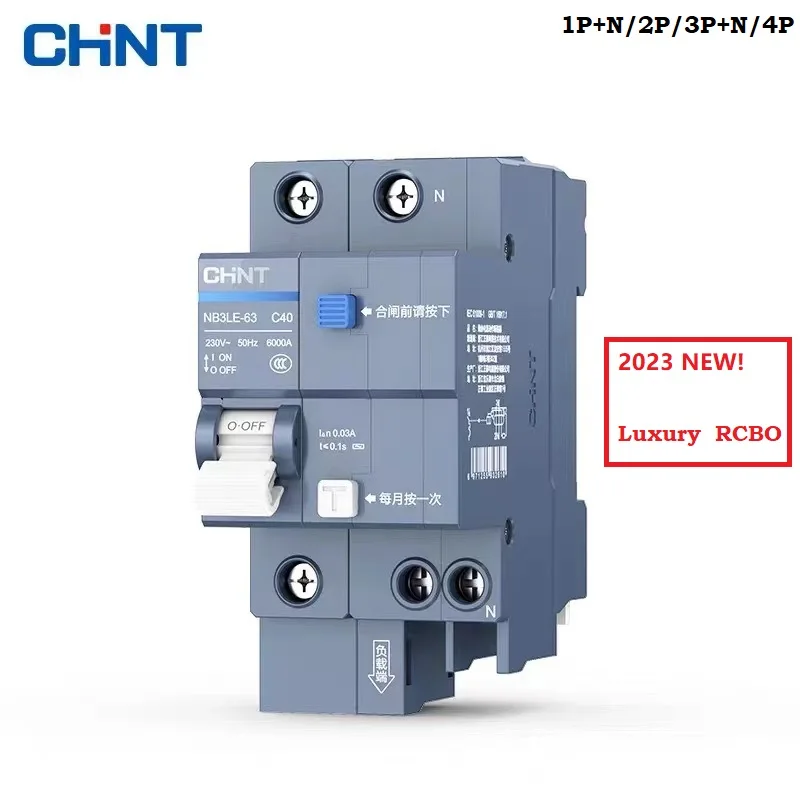 NEW 2023 Luxury RCBO CHINT NB3LE 6A 10A 16A 32A 63A 1P+N 2P 3P+N 4P 230V Circuit Breaker Over ...