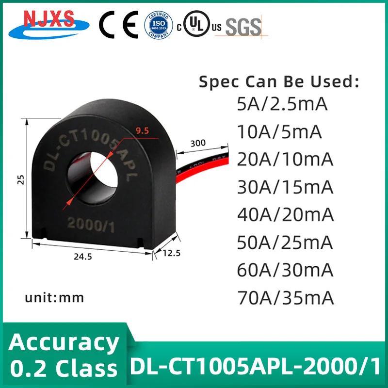 Mini-Precision-Current-Transformer-DL-CT1005APL-2000-1-Lead-Wire-AC-CT ...