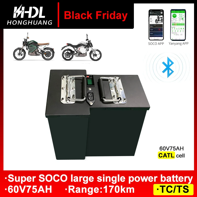 for Super SOCO TS TC Lithium Battery Pack Original Replacement Large Capacity 60V 75AH Bluetooth ...