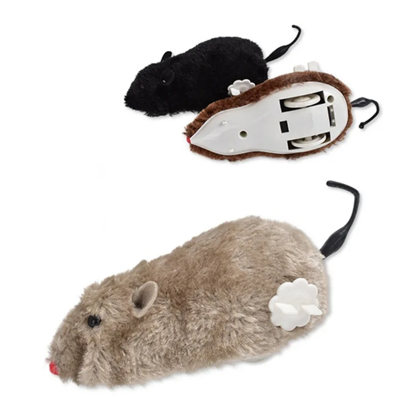 Funny Cat Toy Clockwork Spring Power Plush Mouse Toy Motion Rat Cat Dog ...