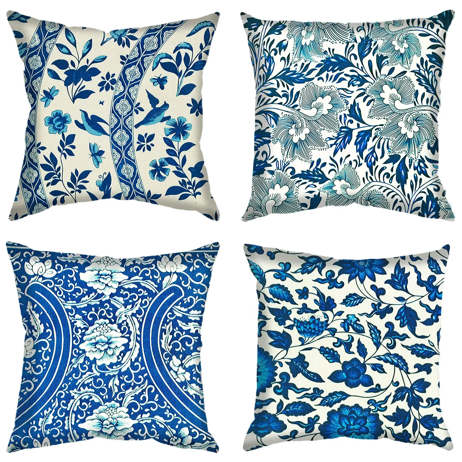 Chinese-style-blue-and-white-pattern-linen-pillowcase-sofa-cushion ...