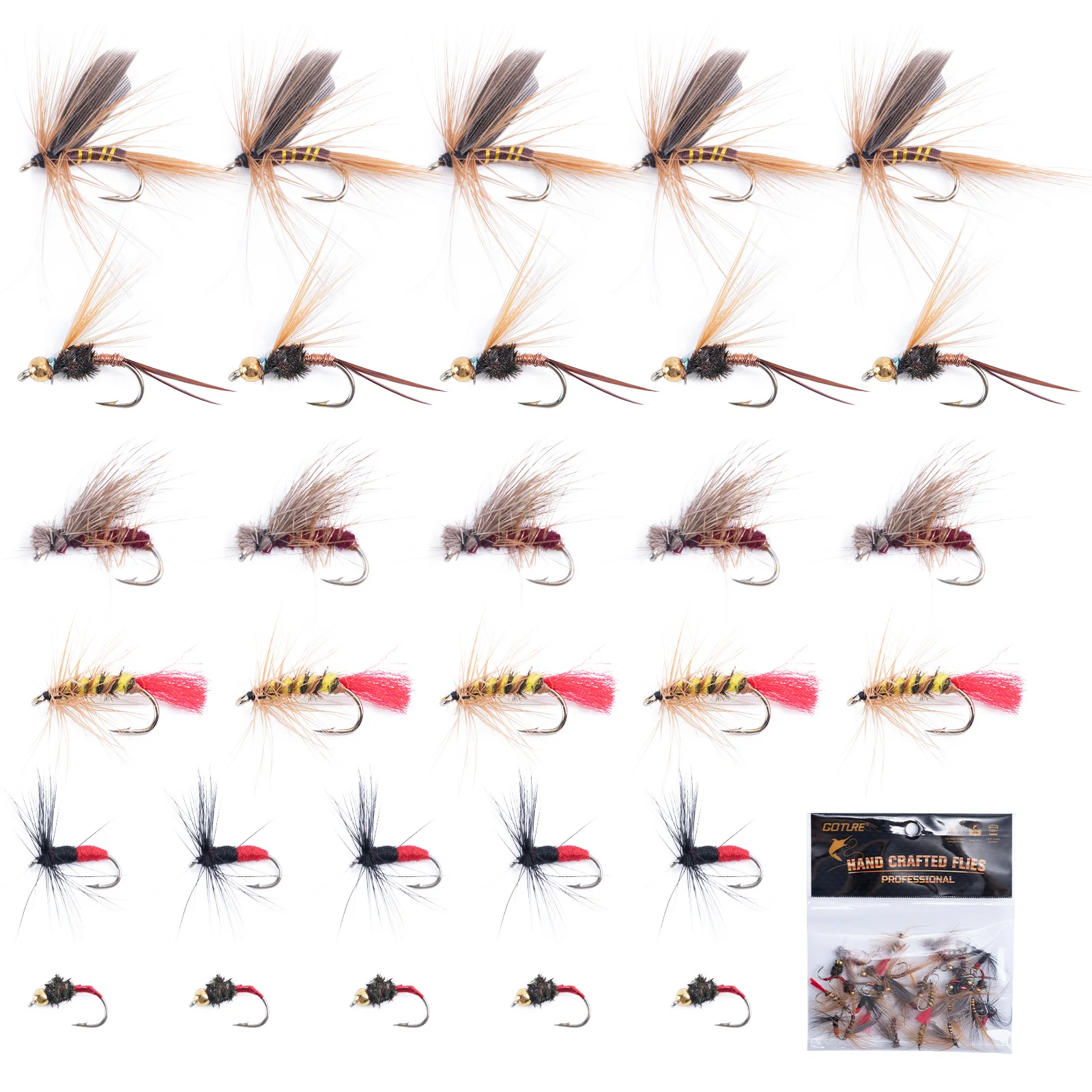 Goture 25-150 unids/set insectos moscas Señuelos de pesca con mosca ...