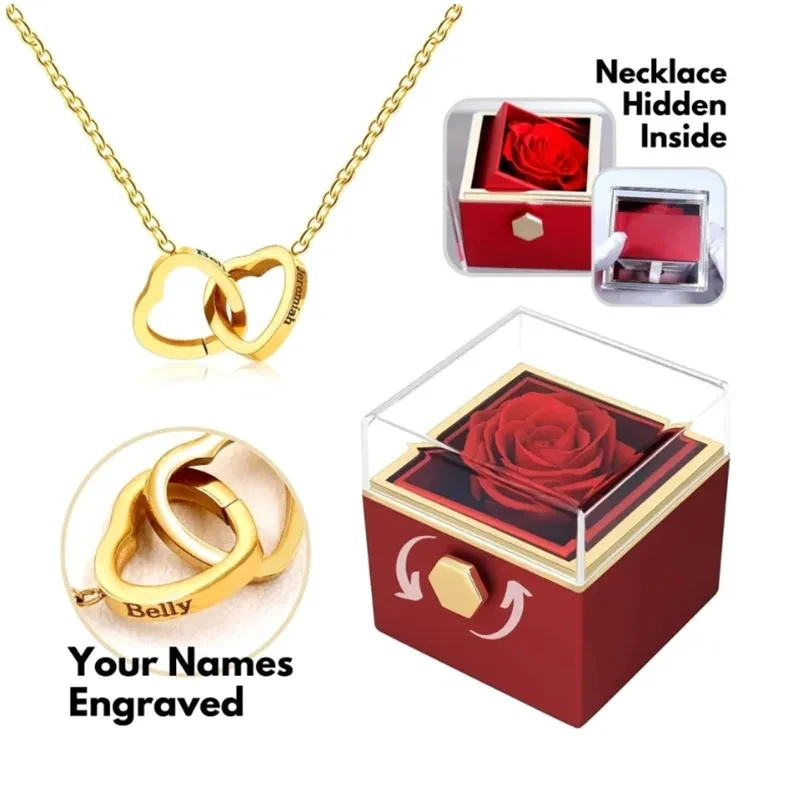 Eternal Rose Box-W/ Hidden Engraving Necklace | Dagiba Jewelry