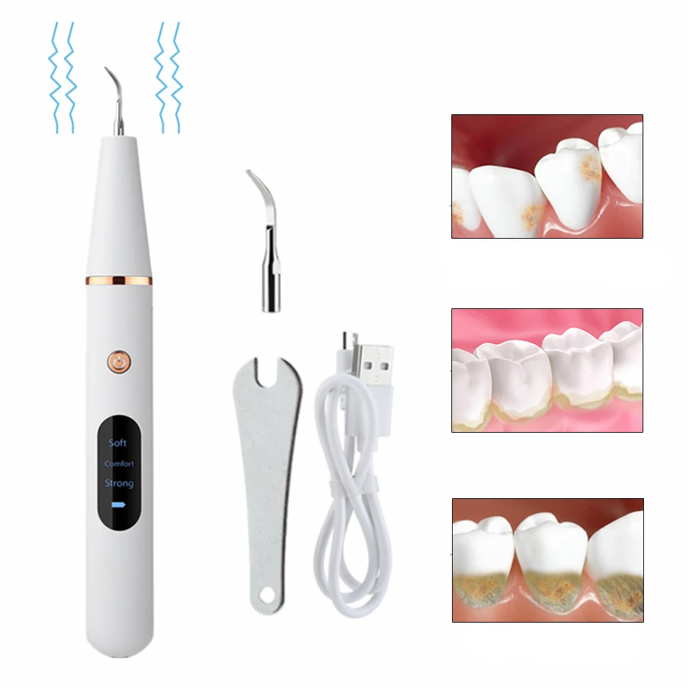 Ultrasonic Teeth Cleaner Electric Dental Calculus Scaler Remover 3 Mode ...