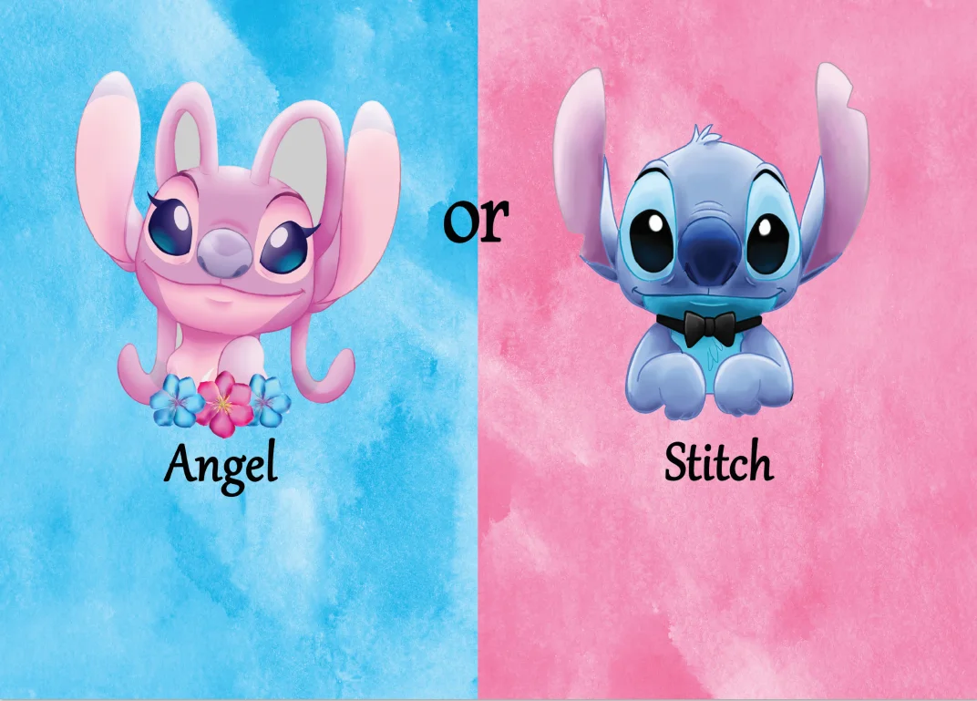 Stitch And Angel Gender Reveal Backdrop Retail Stores | www ...