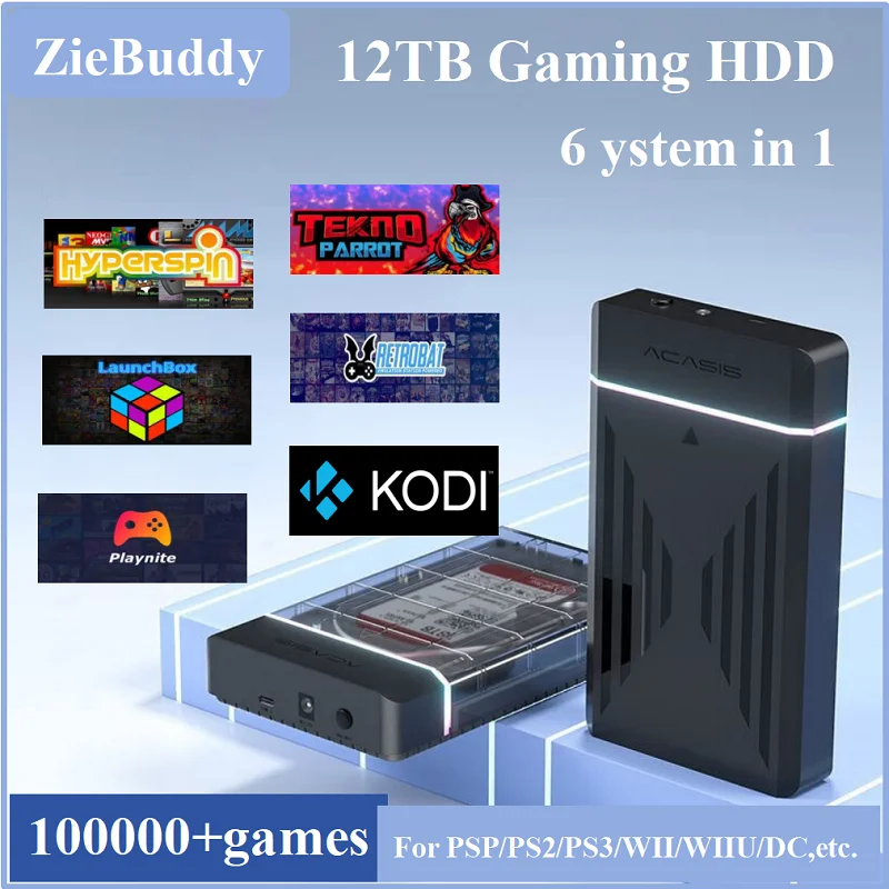 ZieBuddy 12TB Gaming HDD with Hyperspin&Launchbox&Retrobat&Playnite ...