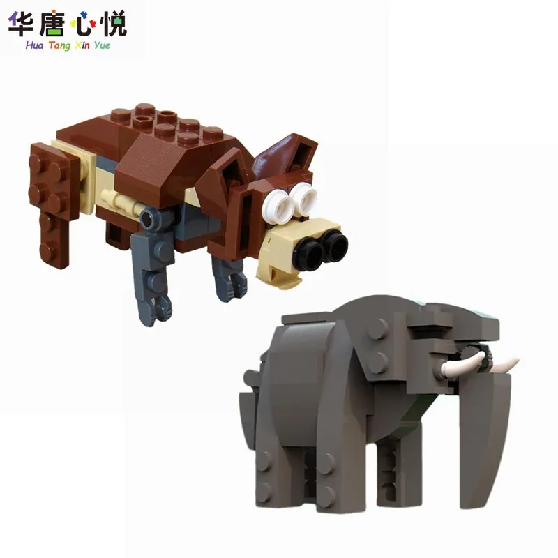 Moc Animals Figure Bear Elephant Model Assemble Building Blocks Toys ...