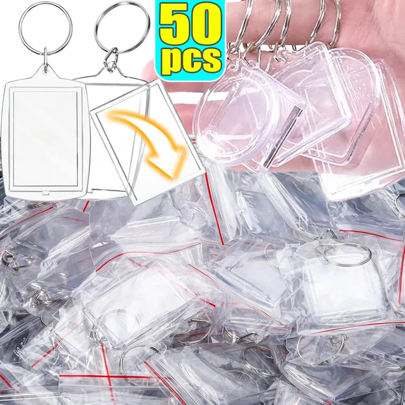 5/50pcs Clear Acrylic Photo Frame Keychain Photo Insert Keyrings Blank ...