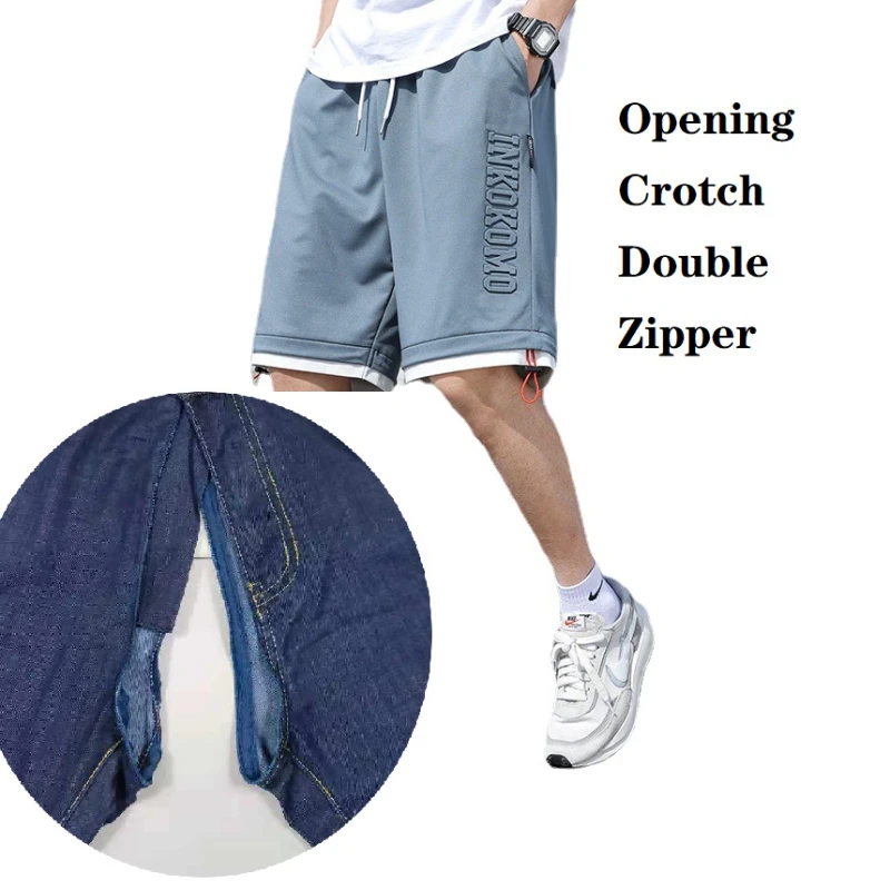 Shorts Men's Summer Couples' Sex Pants Crotch Opening Breathable Boys ...