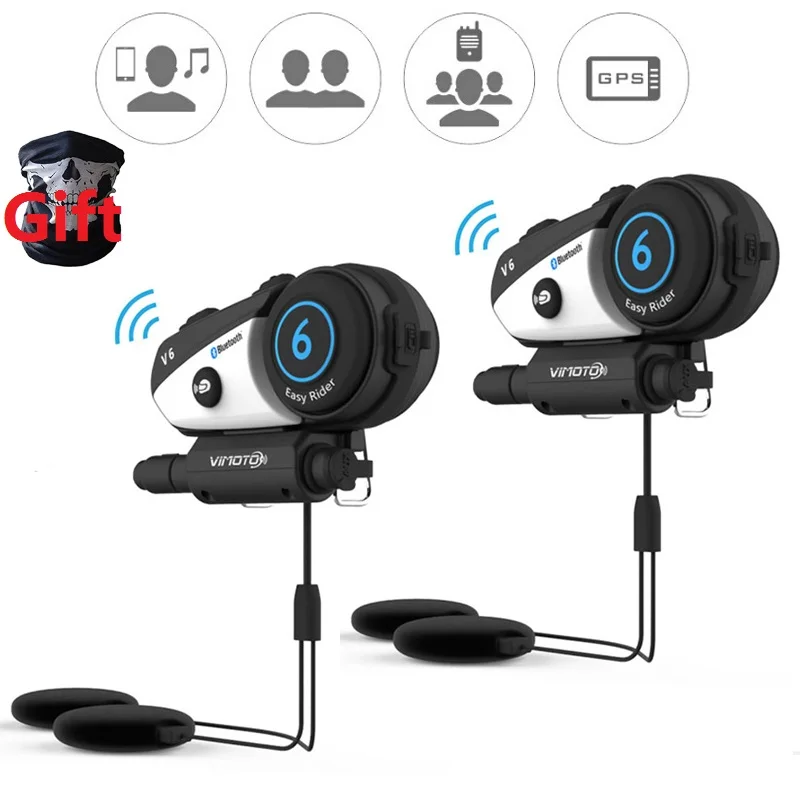 Vimoto V6 Intercom Interphone Motorcycle Helmet Headset Simultaneously ...