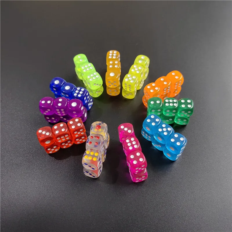10-Pcs-set-12mm11-Colors-Acrylic-Transparent-Dice-Hexahedron-Round ...
