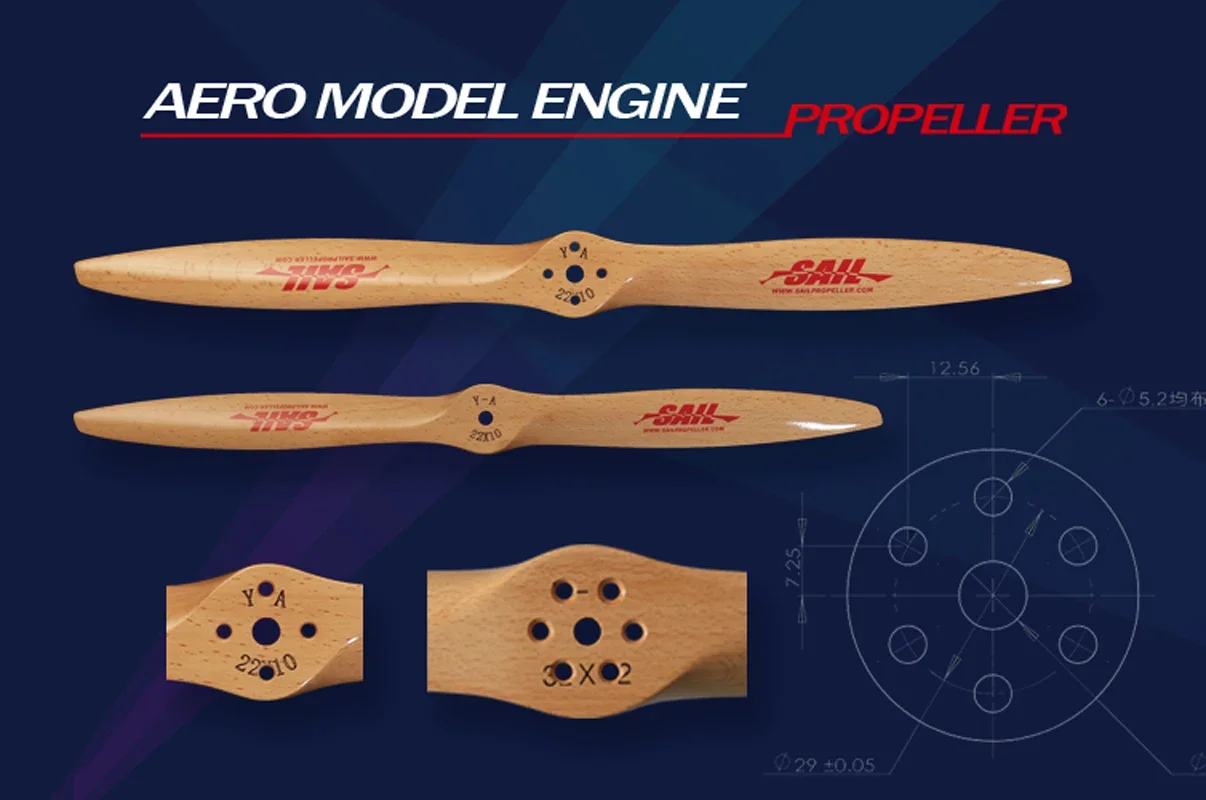Sail-CW-Beechwood-Propeller-with-DLE-Engine-Hole-18x10-19x8-20x10-for ...