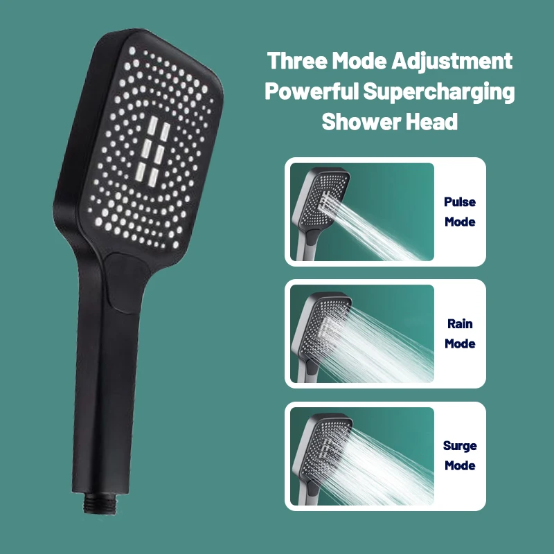 Square-Black-Shower-Head-High-Pressure-Large-Panel-Rain-Drenching ...