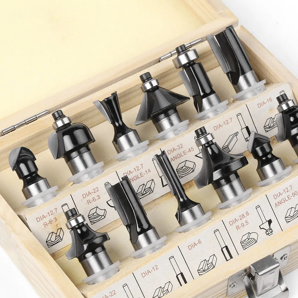 12-Piece-1-2-Shank-Wood-Milling-Cutter-Set-Black-Wood-Engraving-Machine ...