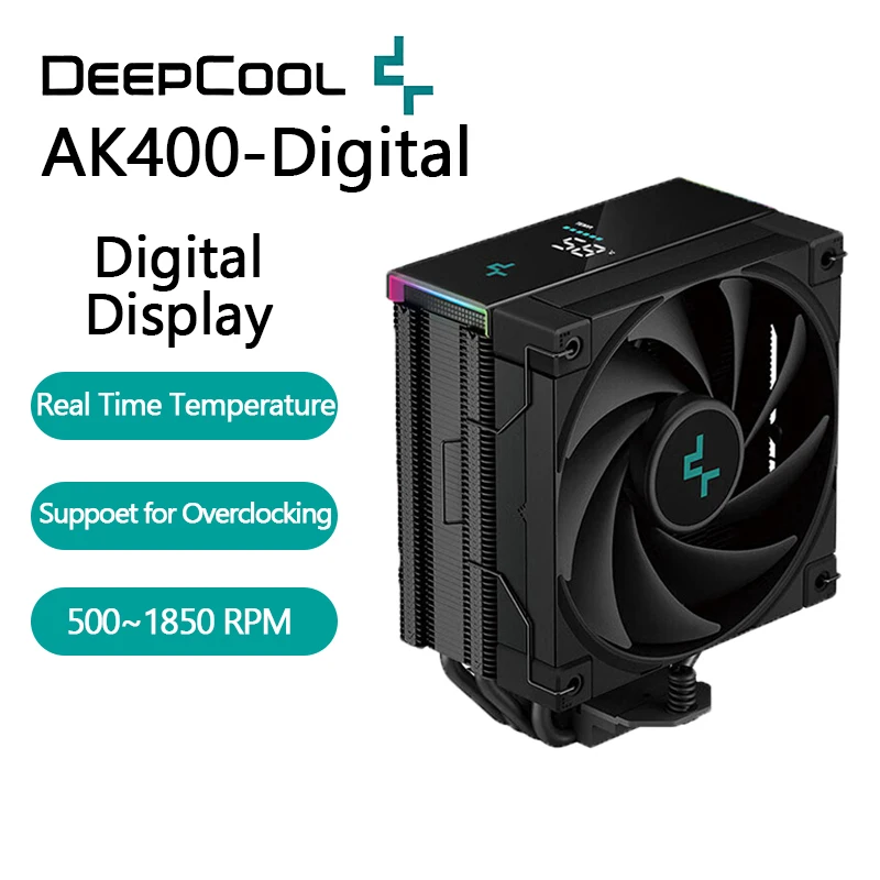 DEEPCOOL-AK400-Digital-Display-CPU-Air-Cooler-4Heatpipe-PC-Gaming ...