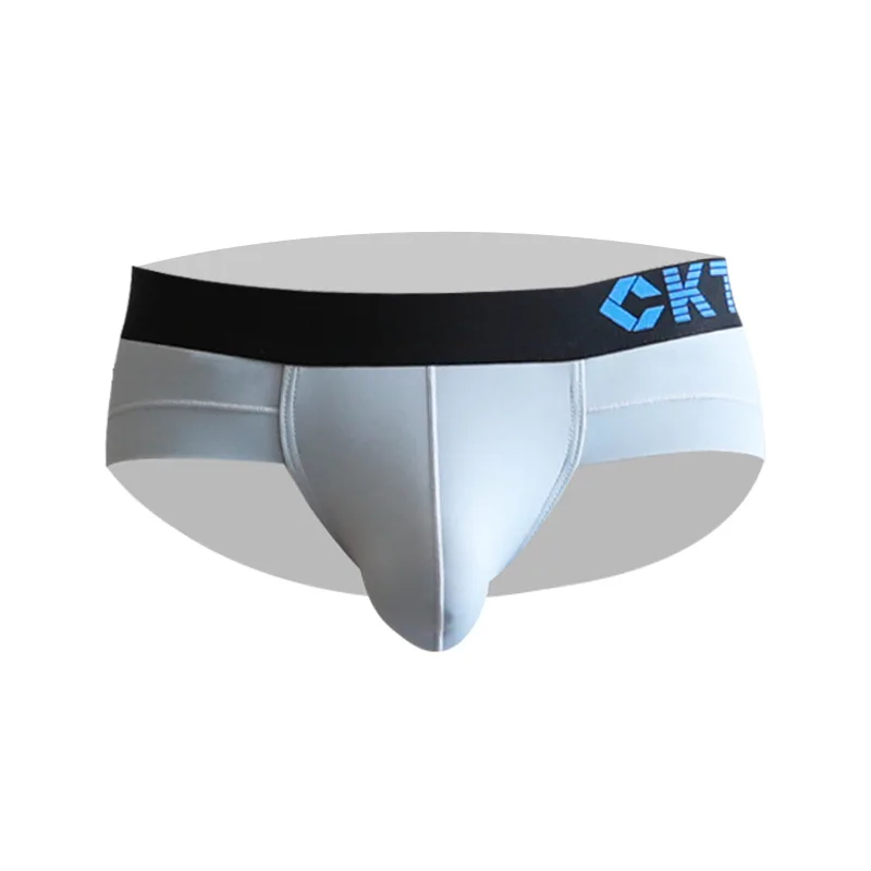 큰 남근 주머니 벌지 섹시한 속옷 남자 팬티 클래식 낮은 상승 얼음 실크 팬티 가랑이 코튼 통풍 남성 란제리 화이트
