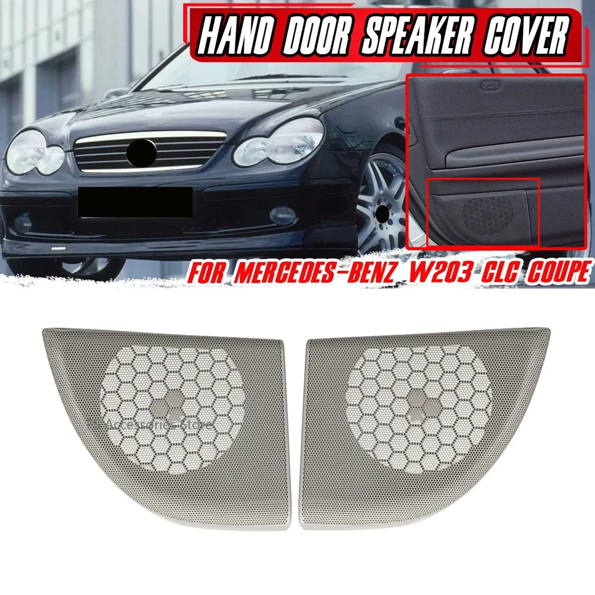 Pair Car Front Door Speaker Cover Trim Speaker Grille A20372703889051 ...