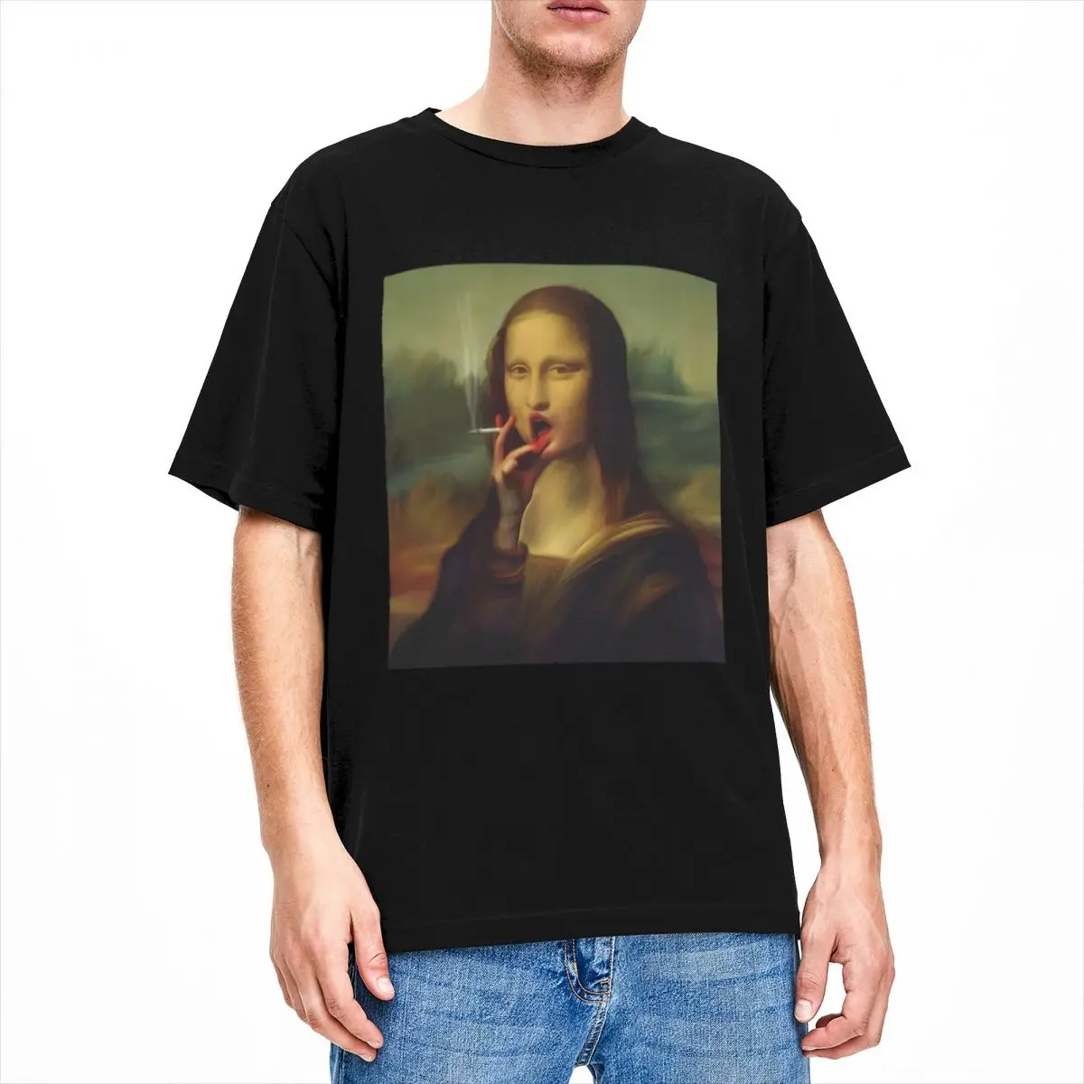 Mona-Lisa-camiseta-masculina-e-feminina-de-l-bios-vermelhos-par-dia ...