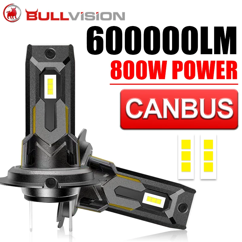 Bullvision-H7-LED-Headlights-Canbus-600000LM-800W-CSP-Chips-6000K-Whit ...
