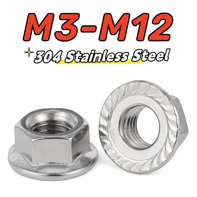 5-50pcs-M3-M4-M5-M6-M8-M10-M12-304-Stainless-Steel-Hexagon-Flange-Face ...