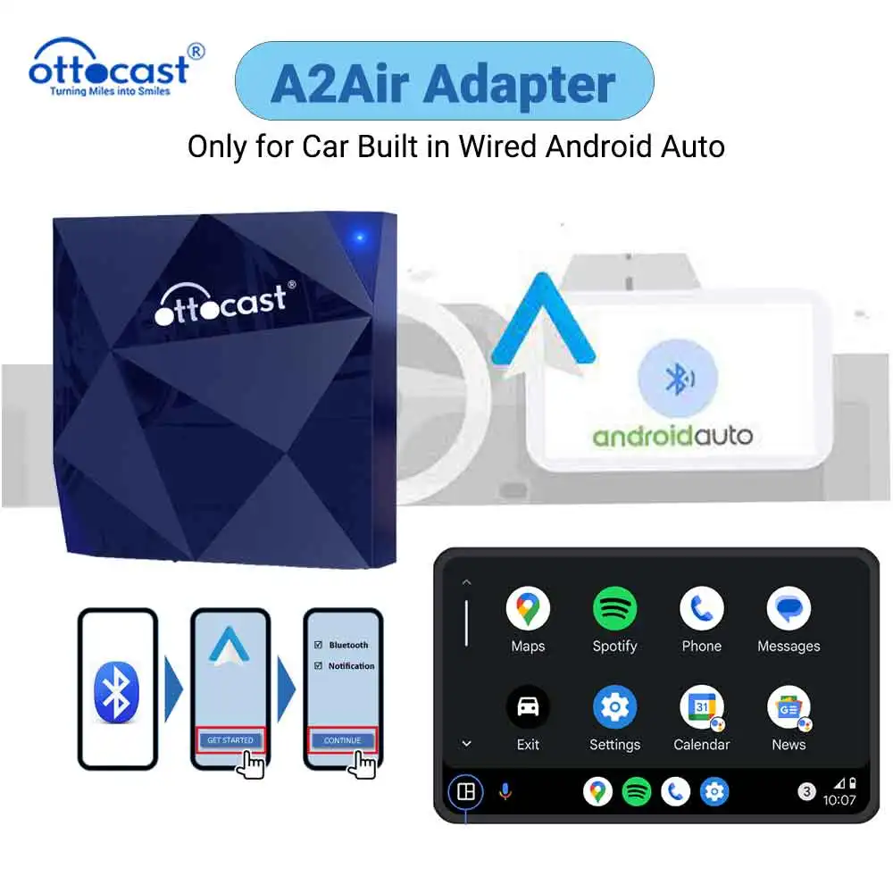 Ottocast-A2Air-Wireless-Adapter-for-Android-Wired-To-Wireless-Dongle-Auto-Radio-USB-Car ...