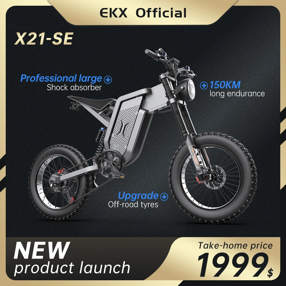EKX X21 Adults Electric Bike 2000W 48V35AH 55km/h Samsung Battery Snow Electric Motorcycles 20 ...