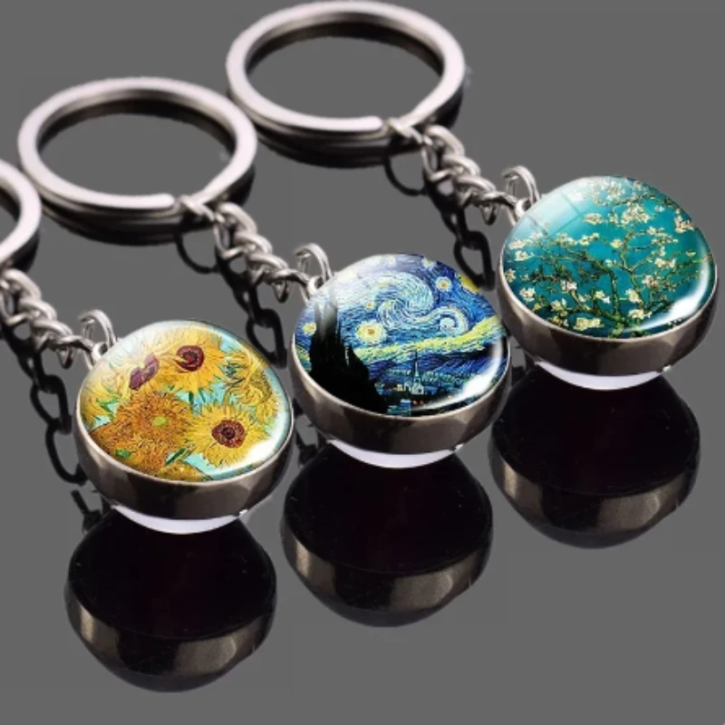 Van Gogh Metal Keychain Starry Sky Art Oil Painting Souvenir Car Key ...