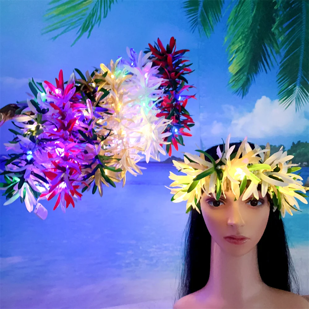 Spide-Lily-With-Pearls-Haku-Lei-Christmas-LED-Floral-Head-Crown-for ...