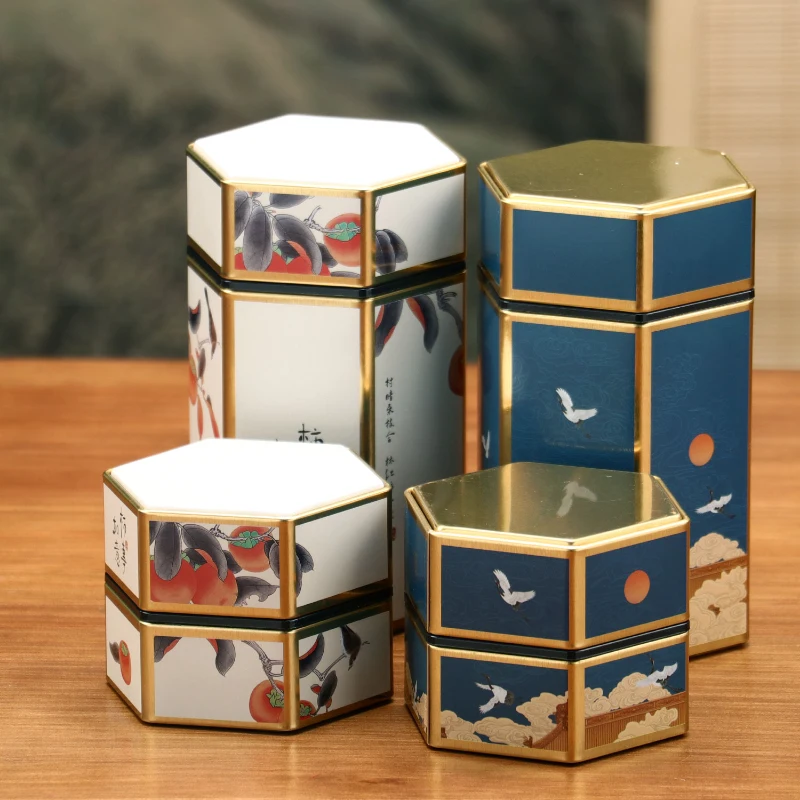 Lata de té Hexagonal creativa, lata china de hojalata, tanque de ...