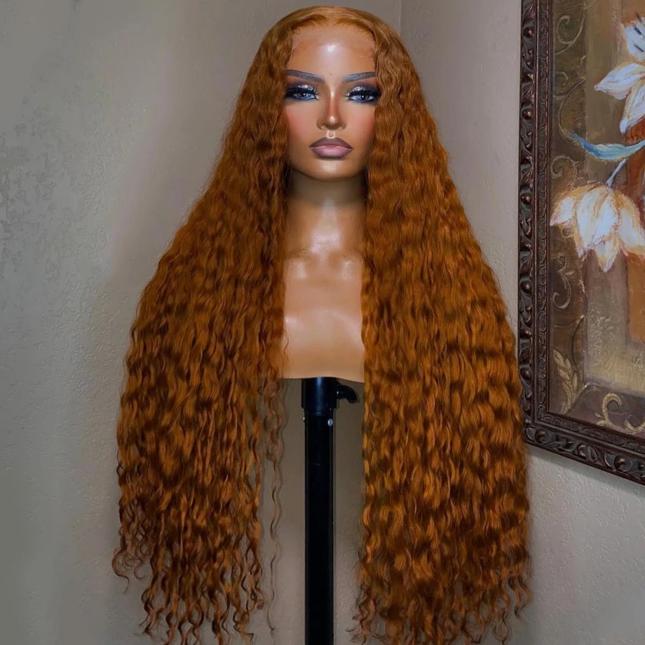 Ginger-Orange-Color-13x4-Curly-Lace-Front-Human-Hair-Wigs-For-Women ...