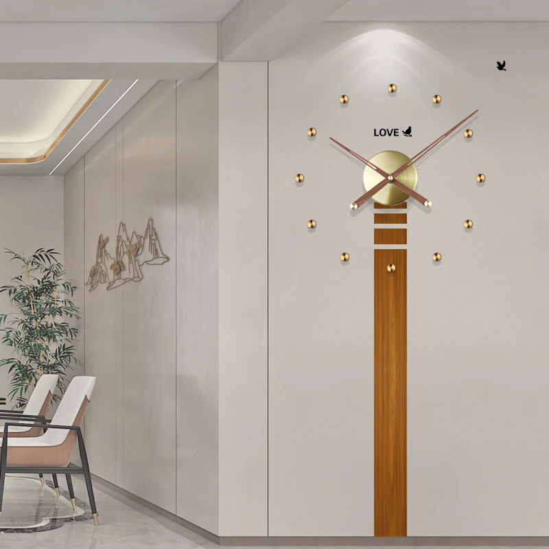 Solid Wood Wall Clock Modern Design Metal Luxury Wall Watches Clocks ...