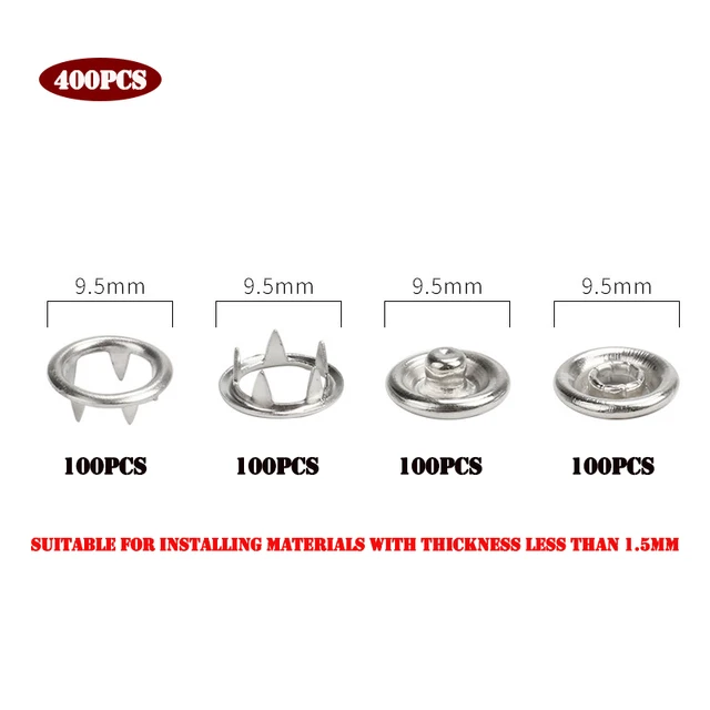 400/200/80pcs Plier Tools Metal Snap Button Kit Fasteners Press Studs Bouton Pression Fasteners ...