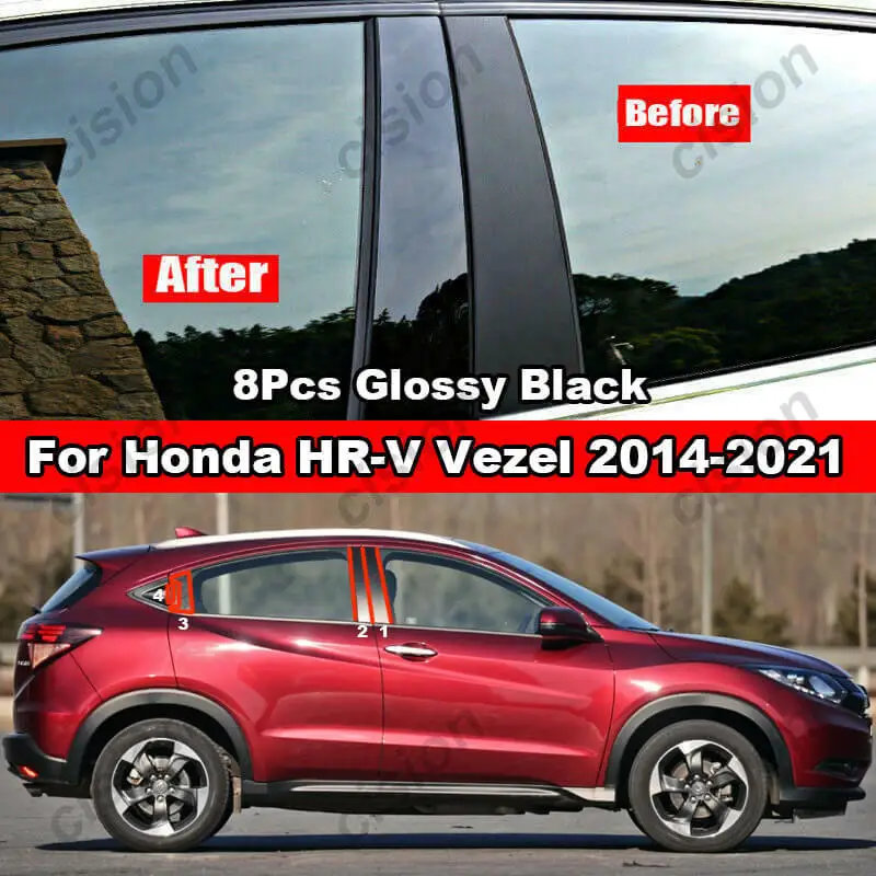 8Pcs-Car-Window-Door-Column-BC-Pillar-Post-Cover-Trim-for-Honda-HRV ...