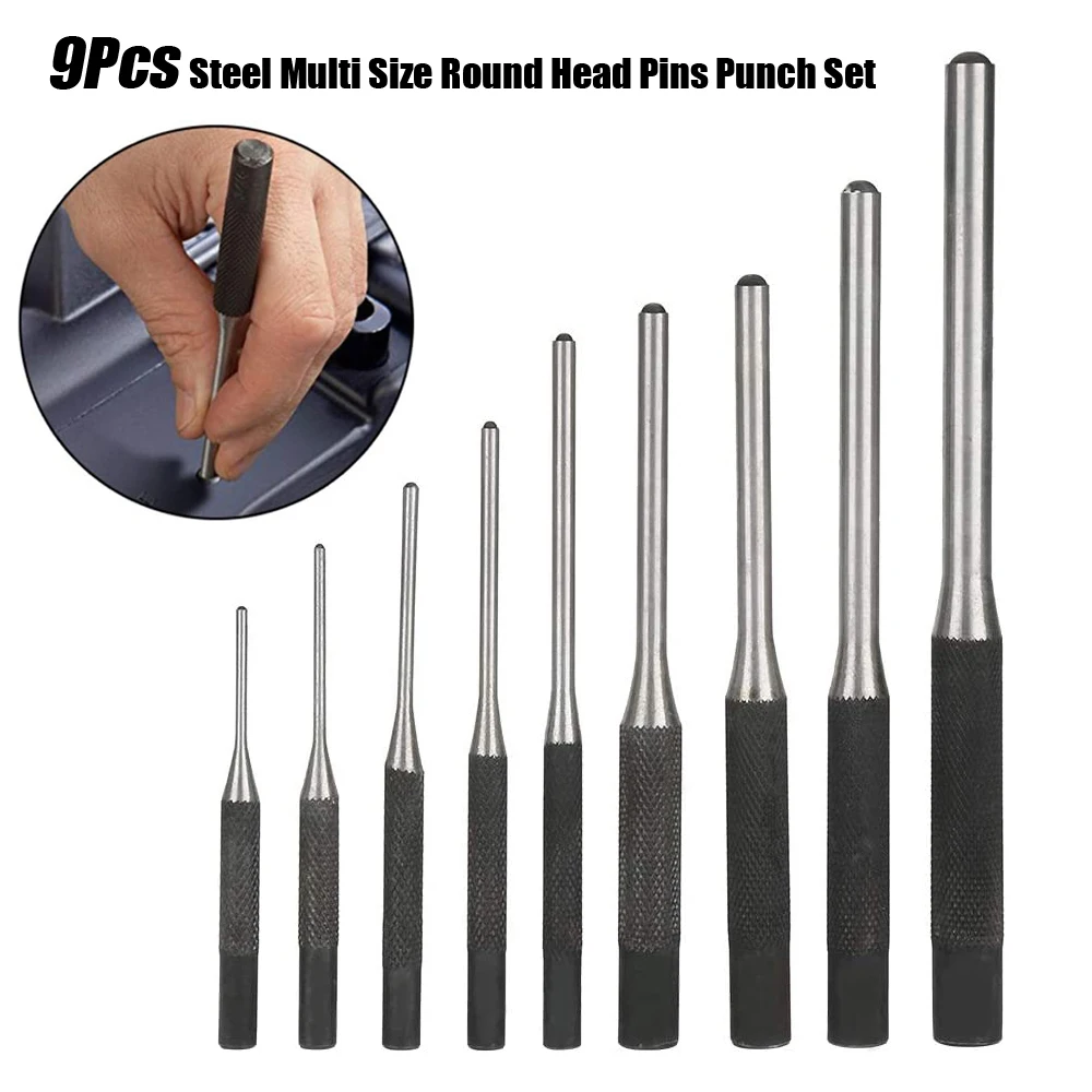 9pcs-Steel-Multi-Size-Round-Head-Pins-Punch-Set-Grip-Roll-Pins-Punch ...