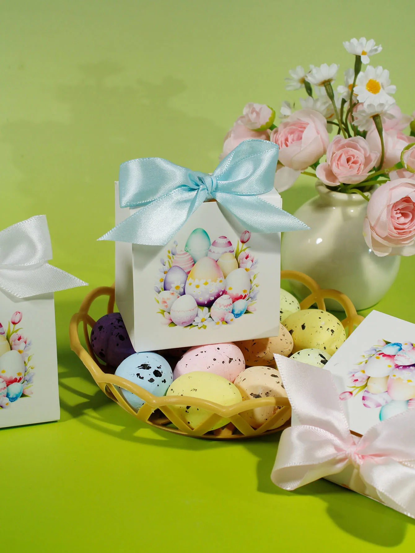 Easter Egg Candy Boxes DIY Pink Blue Shape Box Snack Goodie Case for ...