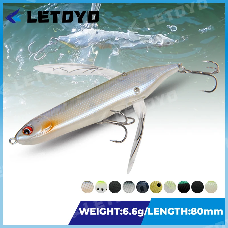 Dragonfly TopWater Lures 80mm6.5g Insect Bait Tractor Floating Wave ...