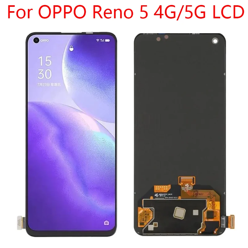 6,43 ''AMOLED для Oppo Reno 5 4G CPH2159 ЖК-дисплей с цифровым преобразователем сенсорного ...