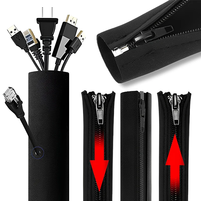 3-1PCS Cable Organizer Zipper Wire Cable Management Organizer Sleeve ...