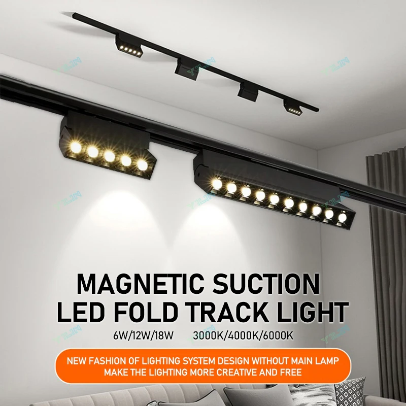 Foldable LED Magnet Track Light Embedded Magnetic Grille Lamp Linear ...