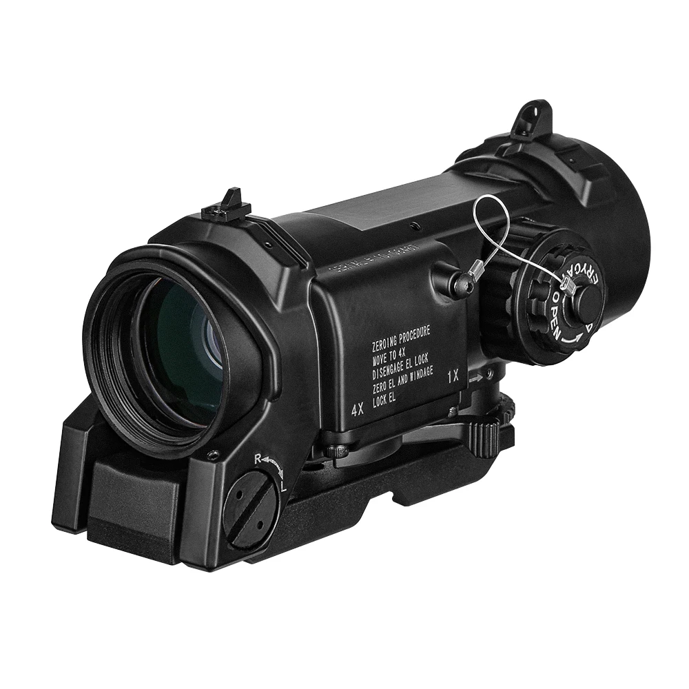 Tactical Rifle Scope 4x Fixed Dual Purpose Scope Red Illuminated Red
