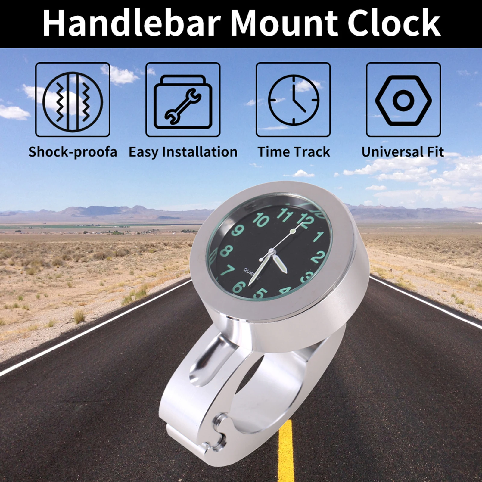 Silver-Motorcycle-Waterproof-Handlebar-Mount-Clock-Watch-Universal ...