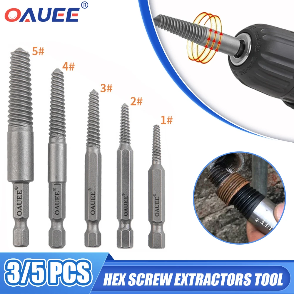 OAUEE-5pcs-Hex-Screw-Extractors-Power-Tool-Broken-Damaged-Screw ...