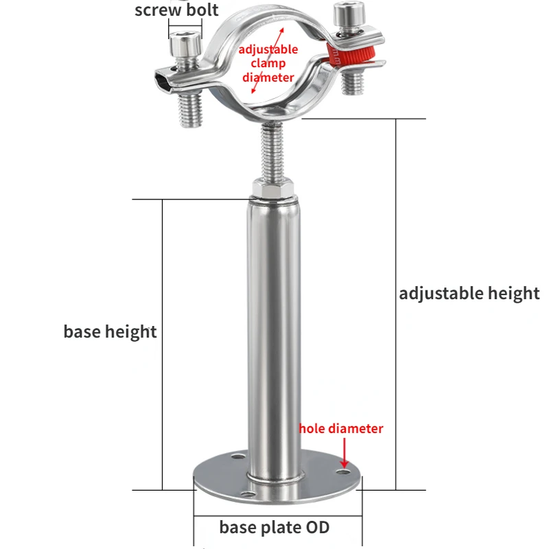 Stainless-steel-pipe-clamp-bracket-strap-adjustable-plumbing-support ...