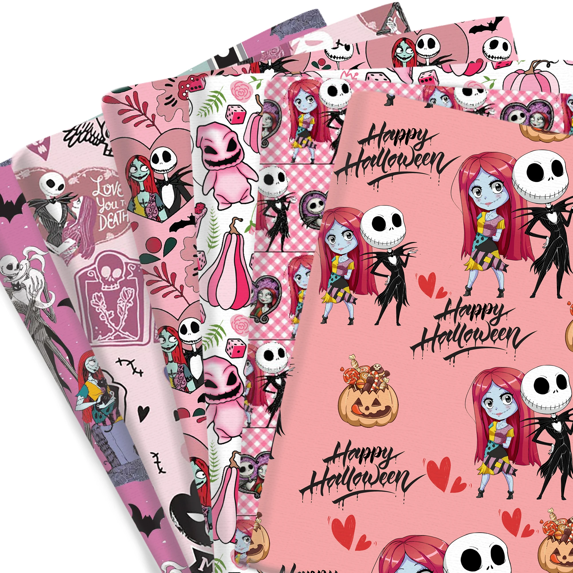 Tela-de-algod-n-de-Jack-Skellington-Sally-Ghost-para-Halloween-cinta ...